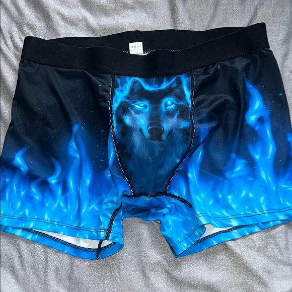 SHEIN | Underwear & Socks | Mens Blue Wolf Print Boxer Briefs | Poshmark